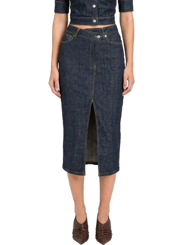 TWINSET Stretch Pencil Midi Skirt - Denim