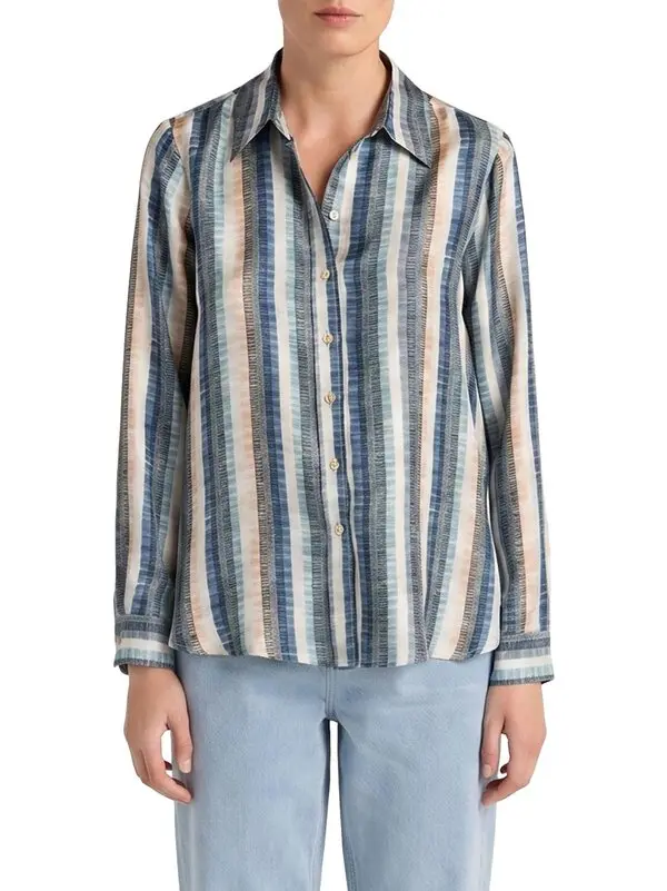 Momoni Silk Shirt With Ethnic Print - Dust