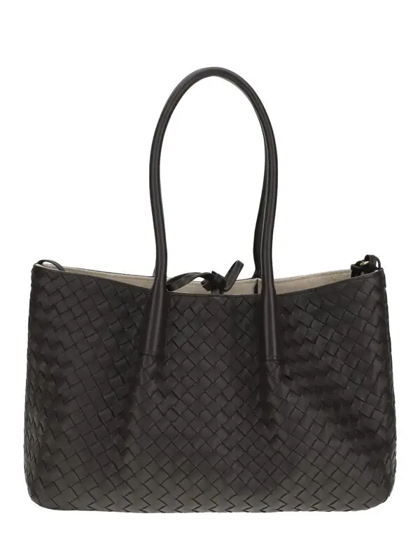 Bottega Veneta Pinacoteca Woven Calfskin Leather Shoulder Bag - Coffee