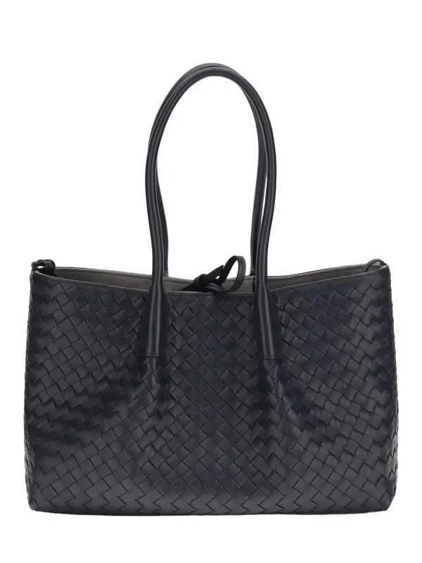 Bottega Veneta Pinacoteca Woven Calfskin Leather Shoulder Bag - Navy