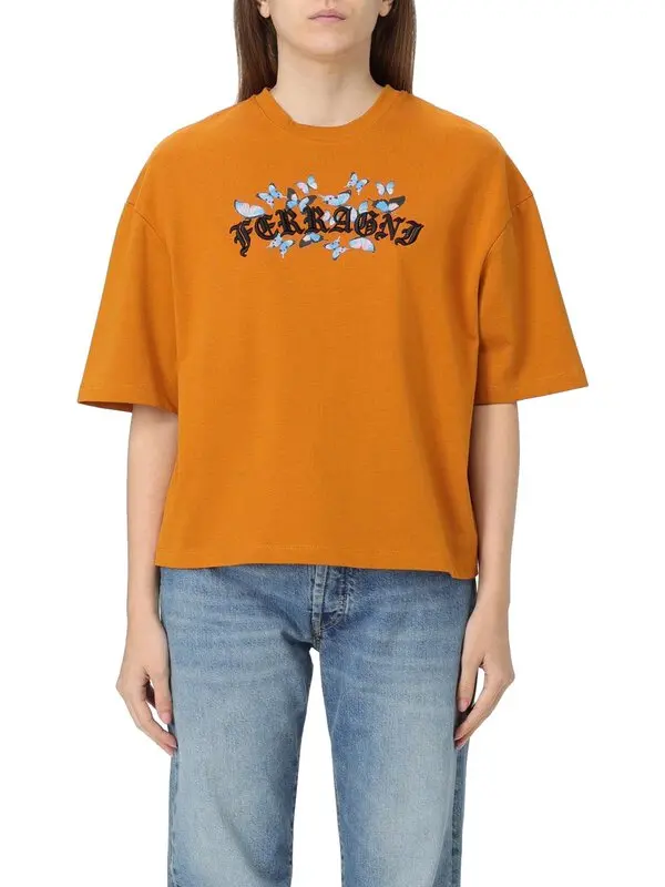 CHIARA FERRAGNI T-shirt With Butterfly Graphic - Brown