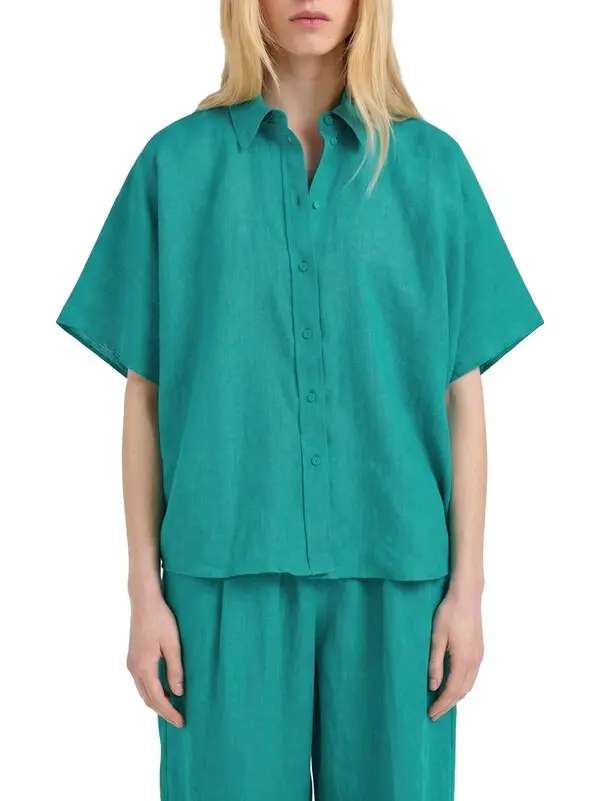 Momoni Linen Shirt - Emerald