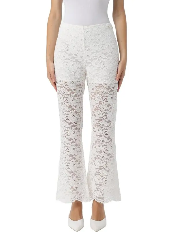 TWINSET Lace Cropped Flare Trousers - White
