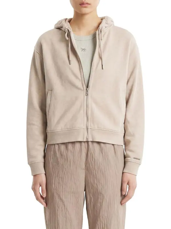 Maison Kitsuné Organic Cotton Zip-up Hoodie - Beige
