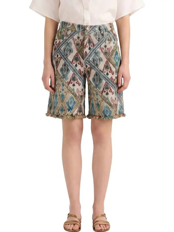 Momoni Printed Shorts With Frayed Hem - Avion