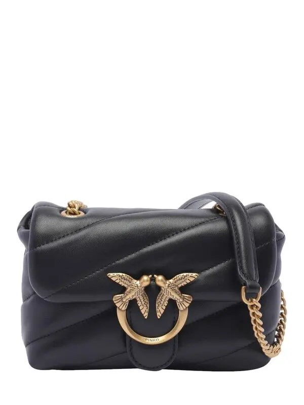 Pinko Quilted Leather Mini Bag With Chain Strap - Black