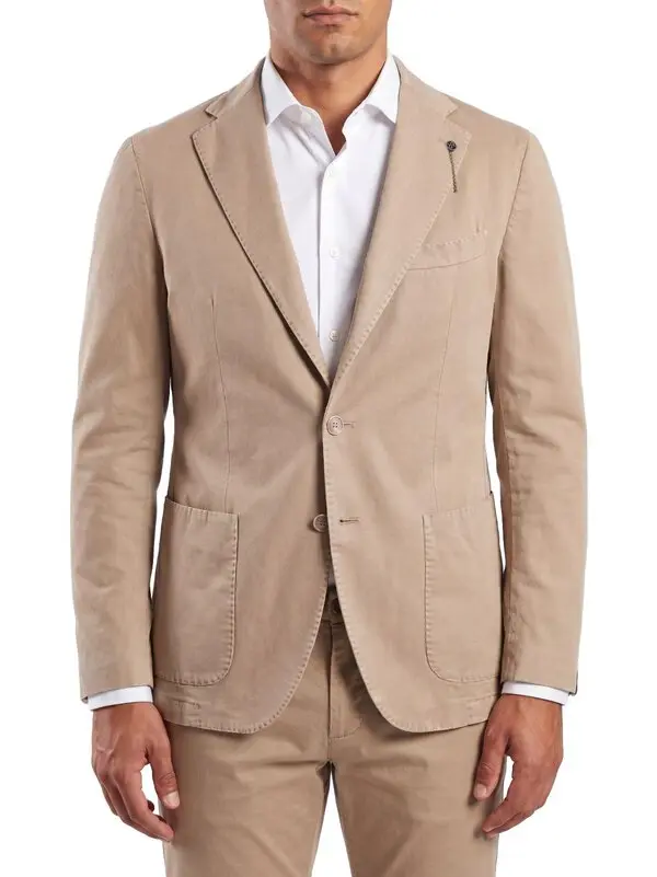 SANTANIELLO Cotton Single-breasted Blazer - Biscuit