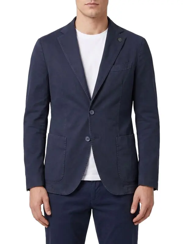 SANTANIELLO Cotton Single-breasted Blazer - Blue