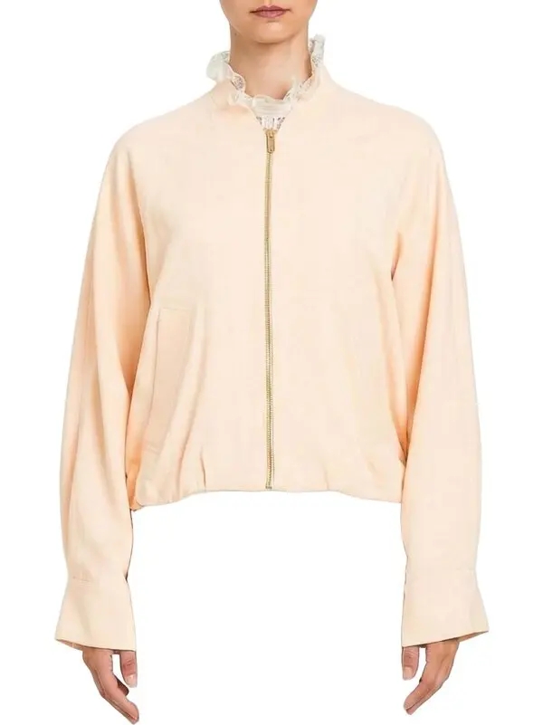TWINSET Stretch Viscose Bomber Jacket - Peach