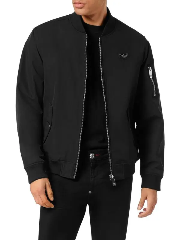 Philipp Plein Technical Fabric Bomber Jacket - Black