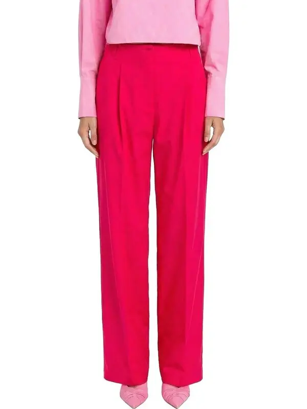 TWINSET Stretch Cotton Straight Leg Trousers - Fuchsia