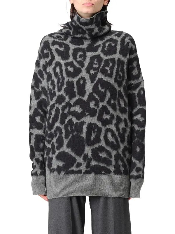 Stella McCartney Leopard Print Turtleneck Jumper - Black