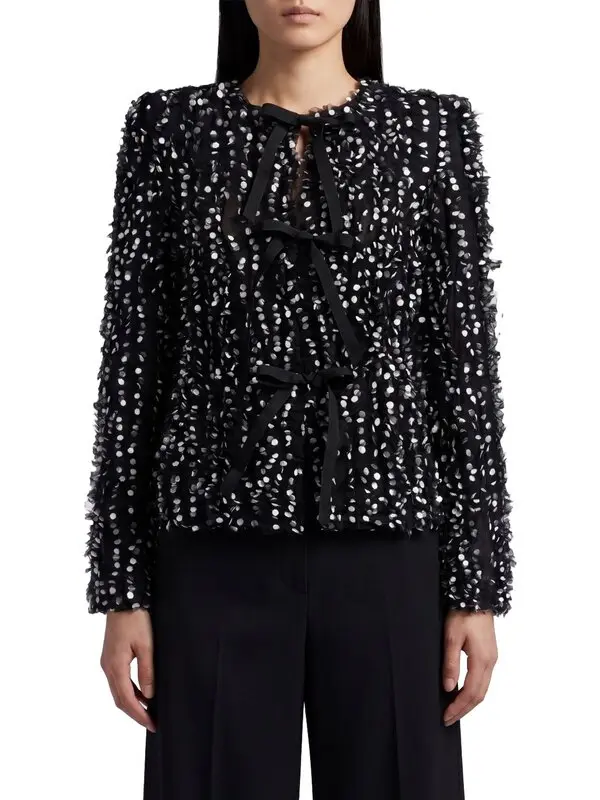 Nina Ricci Polka Dot Tulle Blazer - Black