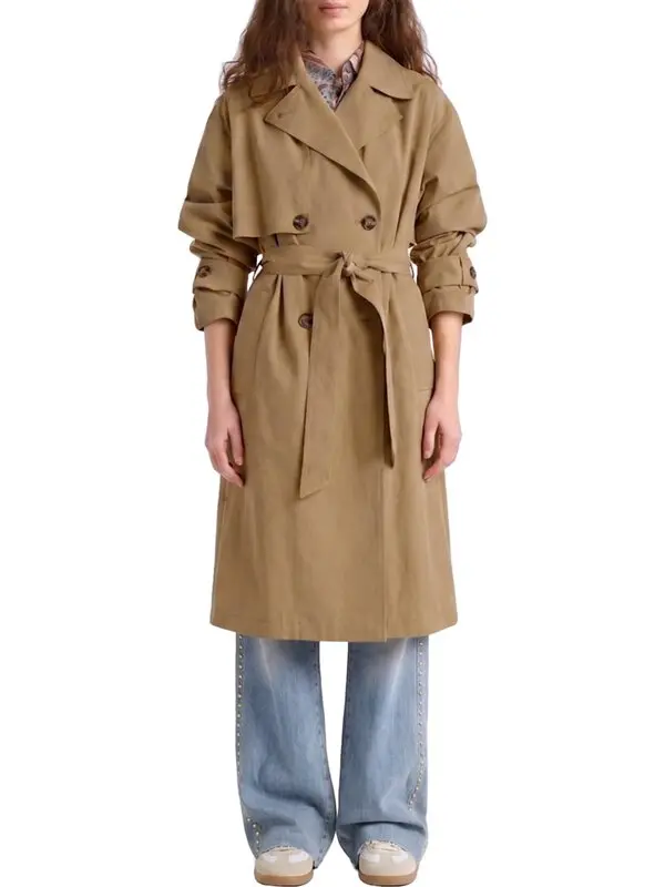Momoni Double-breasted Cotton Blend Trench Coat - Brown