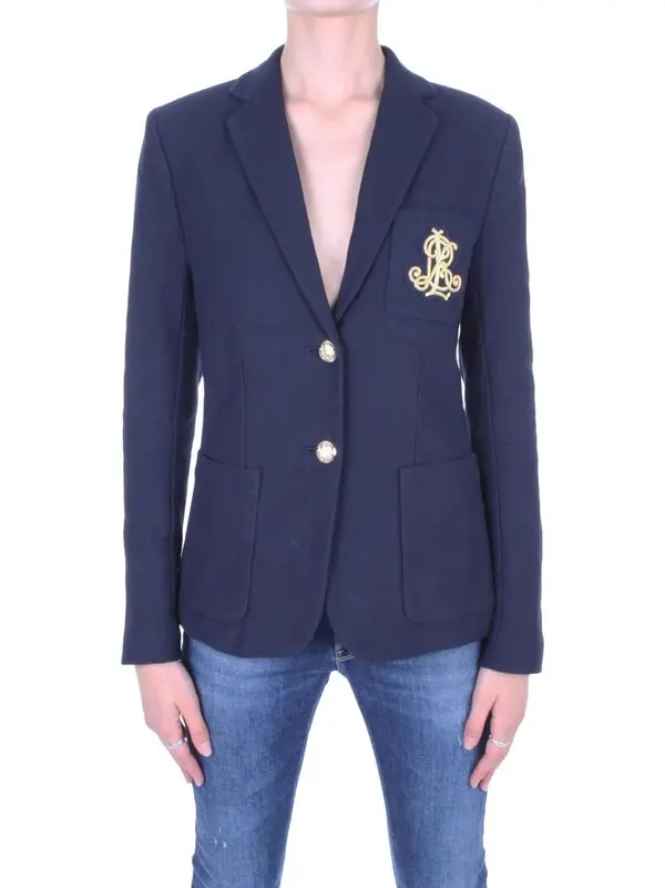 Ralph Lauren Single-breasted Cotton Blend Blazer - Blue