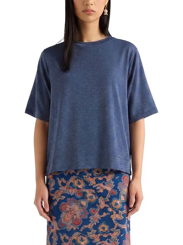 Momoni Short Sleeve Crewneck T-shirt - Blue