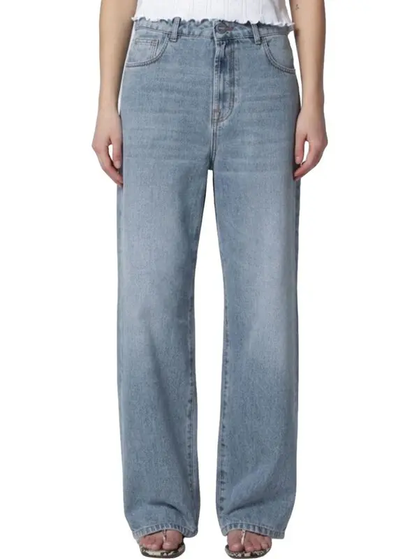 RÓHE Cotton Denim Wide Leg Jeans - Blue