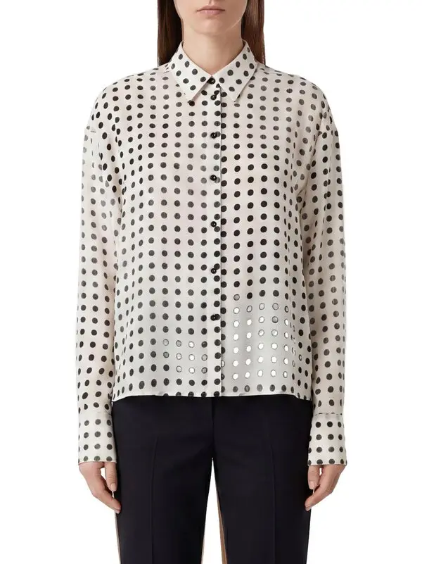 Ermanno Scervino Silk Polka Dot Shirt - White