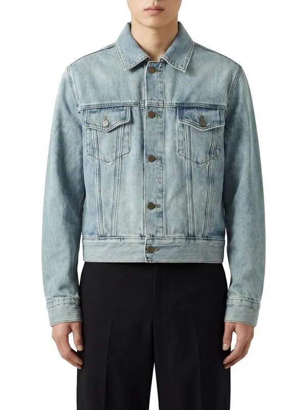 Fear Of God Bleached Cotton Denim Jacket - Blue