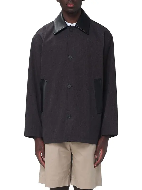 Studio Nicholson Lamb Leather And Wool Coat - Brown