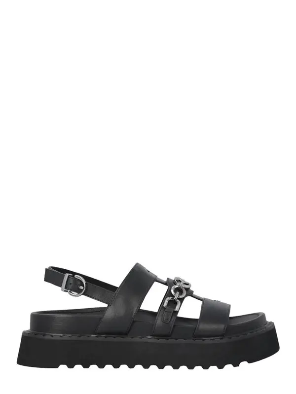 Pinko Platform Heeled Sandals With Chain Detailing - Black