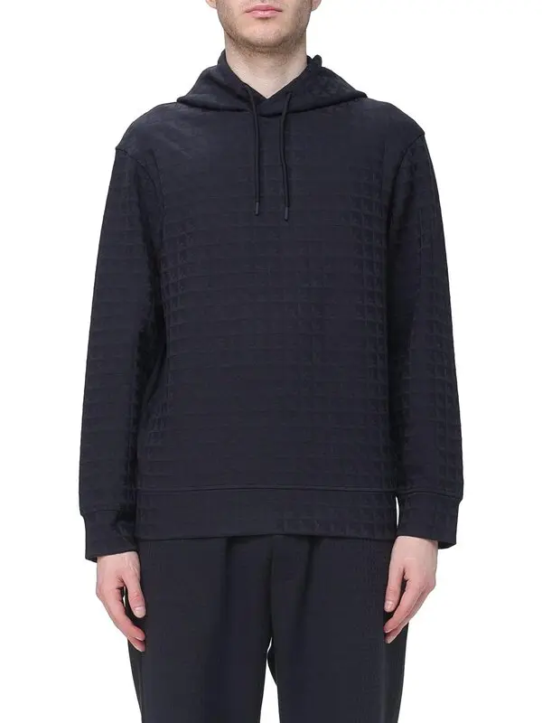 Emporio Armani Textured Hoodie - Blue