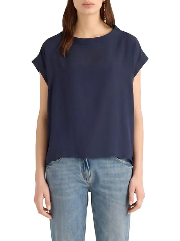 Momoni Silk & Acetate Blend Blouse - Blue