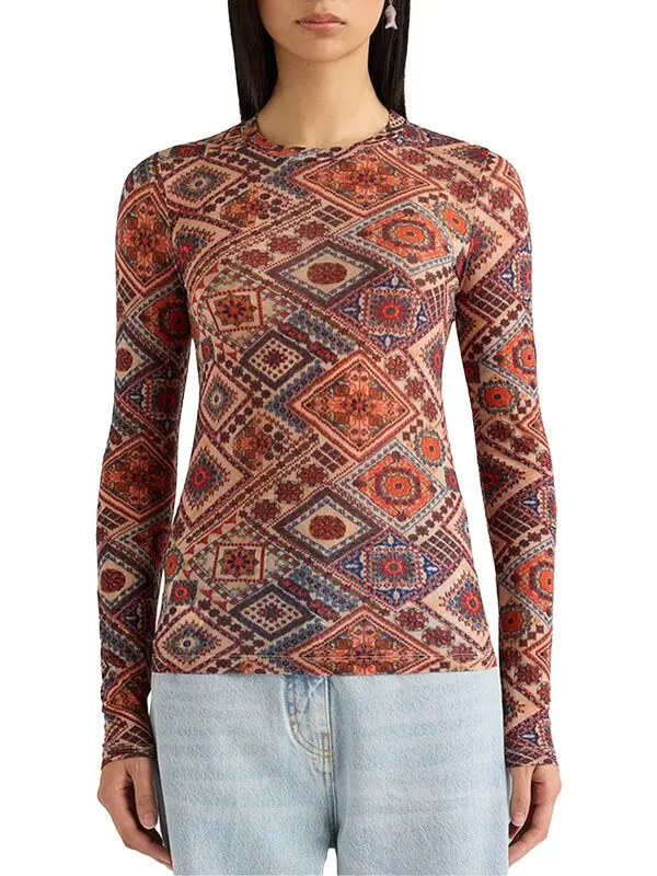 Momoni Striped Stretch Technical Fabric Long-sleeve Top - Multicolor