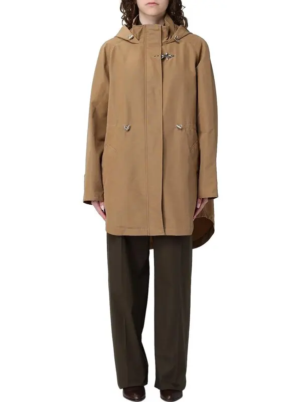 FAY Hooded Technical Cotton Parka - Camel