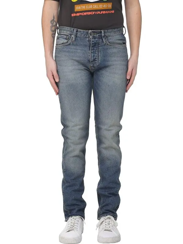 Emporio Armani Straight Leg Stretch Cotton Jeans - Denim