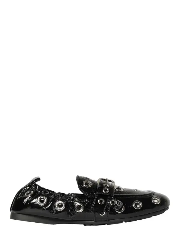 Marc Jacobs Patent Leather Grommet Loafers - Black