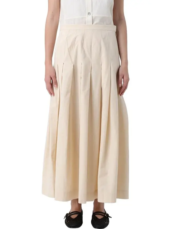 Paul Smith Pleated Cotton Blend Skirt - Cream