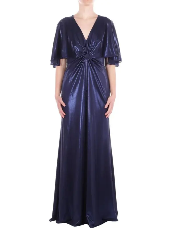 Ralph Lauren Satin V-neck Gown - Blue