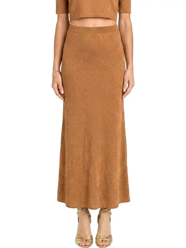 TWINSET Midi Skirt In Viscose Blend - Peach