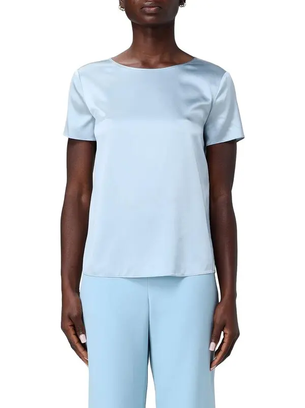 Emporio Armani Stretch Silk Satin Blouse - Blue