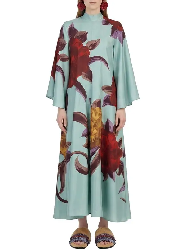 La DoubleJ Floral Silk Tunic Dress - Peony