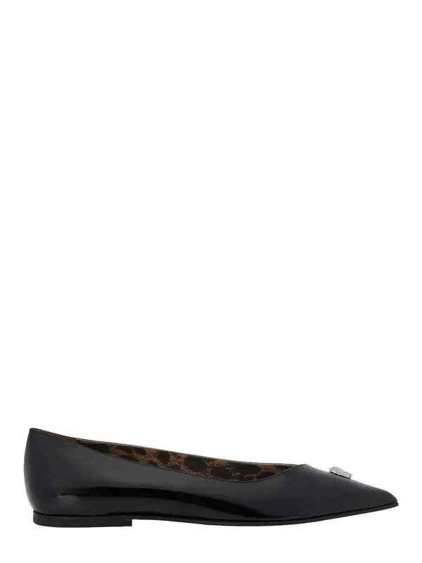 Philipp Plein Patent Leather Ballet Flats With Skull Embellishment - Black