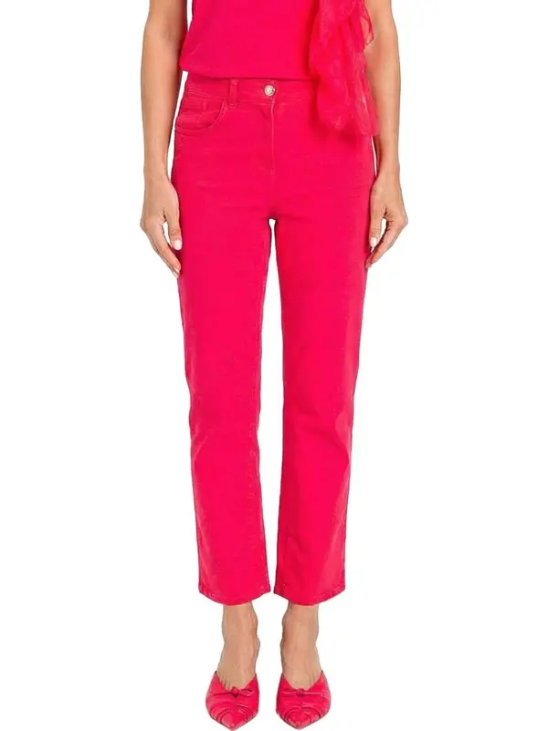 TWINSET Cropped Stretch Cotton Trousers - Fuchsia