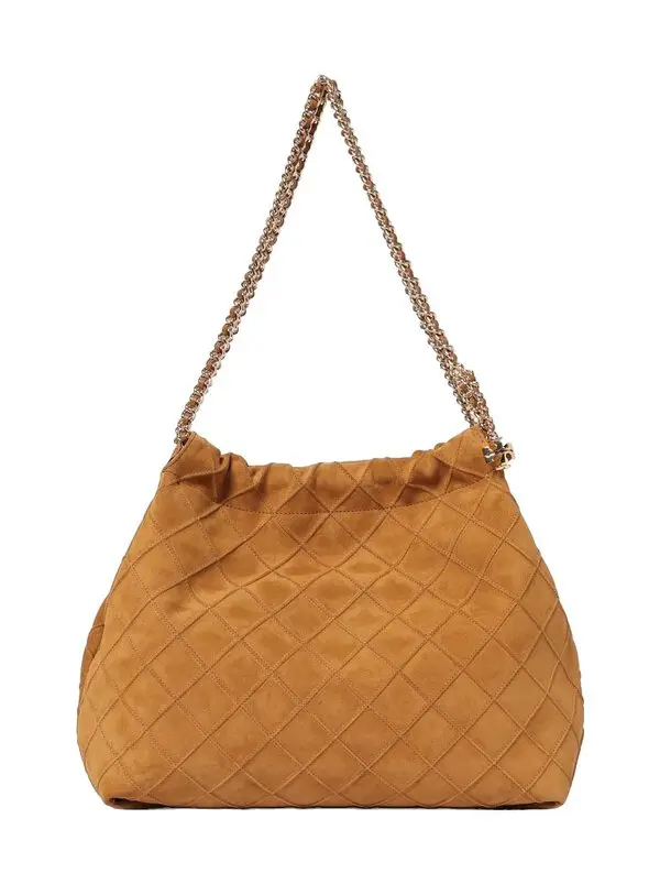 Tory Burch Quilted Suede Shoulder Bag - Brown