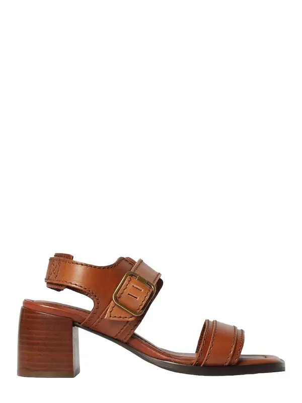 Paul Smith Leather Block Heel Sandals - Brown