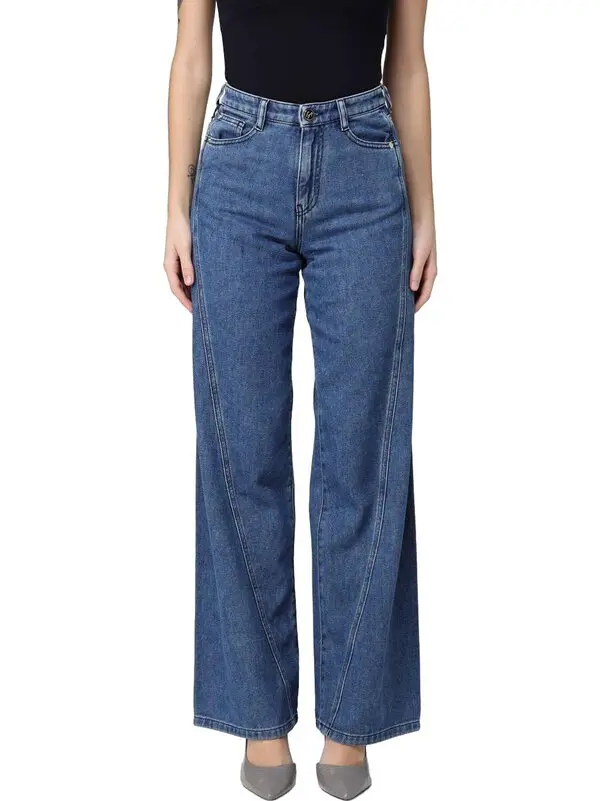 Emporio Armani Cotton Denim Wide Leg Jeans - Blue