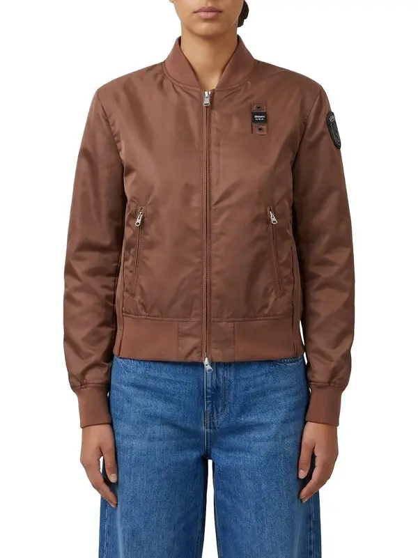 BLAUER. Nylon Bomber Jacket - Brown