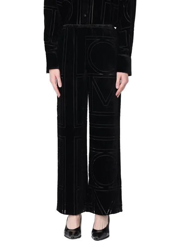 TOTEME Printed Velvet Trousers - Black