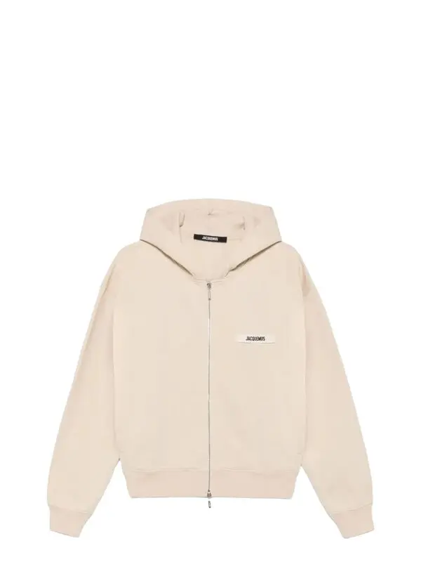 Jacquemus Sweatshirt With Zip-up Closure - Beige