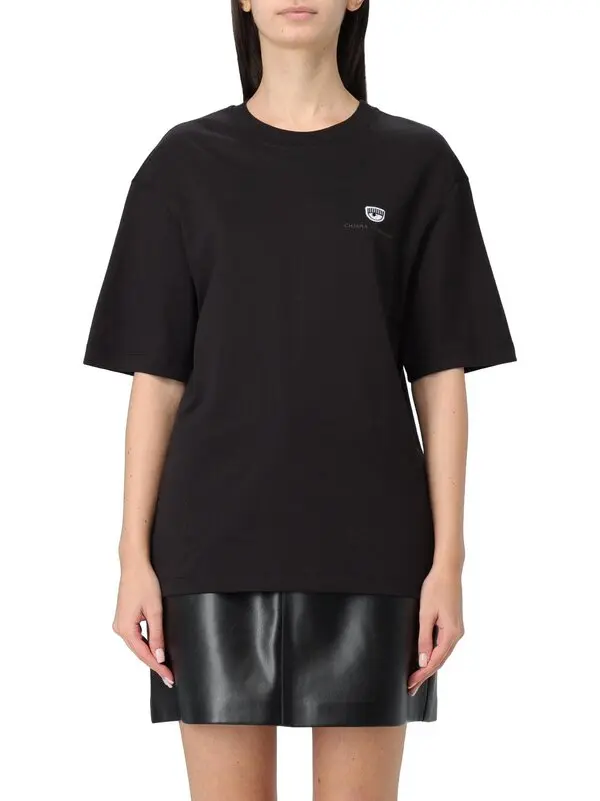 CHIARA FERRAGNI T-shirt With Embroidered Logo - Black