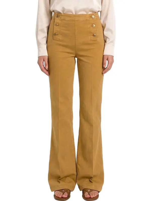TWINSET Flared Stretch Cotton Trousers - Brown