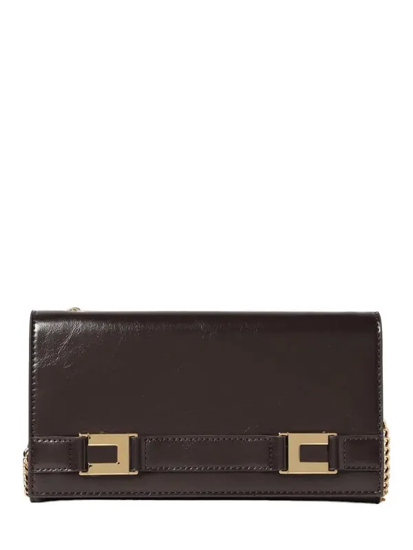 Elisabetta Franchi Faux Leather Wallet Bag - Cocoa