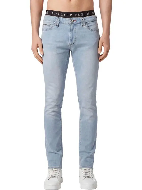 Philipp Plein Slim Fit Skinny Jeans In Cotton - Blue