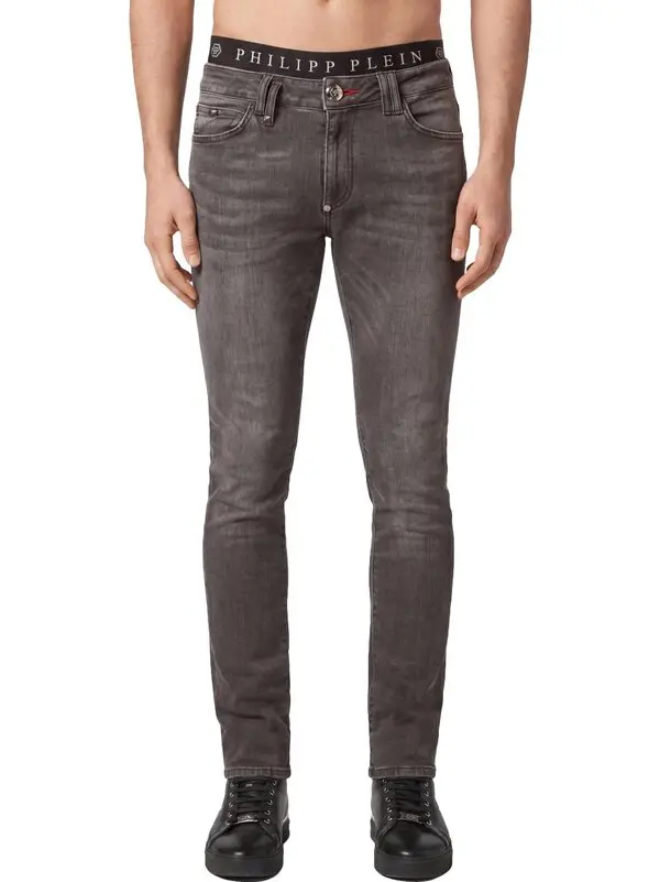 Philipp Plein Slim Fit Skinny Jeans In Cotton - Grey
