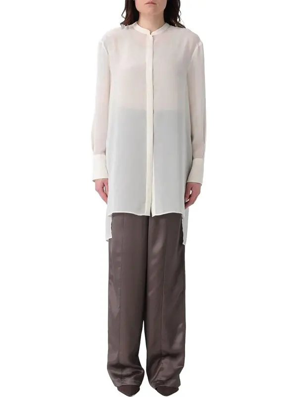 Emporio Armani Sheer Mandarin Collar Shirt - Ivory